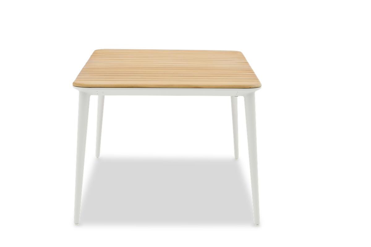 TIMO DINING TABLE TEAK TOP 1 8 M WHITE FRAME 4 — Postimages