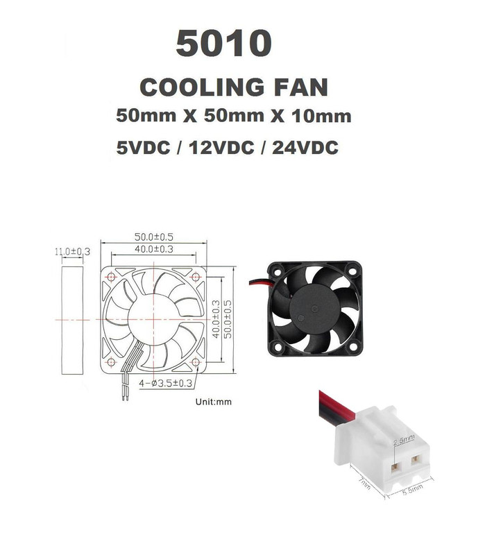 5010 FAN 5cm 50mm X 50mm X 10mm MINI SQUARE BRUSHLESS COOLING FAN 5V 12V 24V DC | eBay