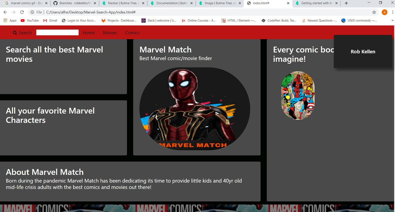 GitHub - robkellen/Marvel-Search-App: This application allows the user ...