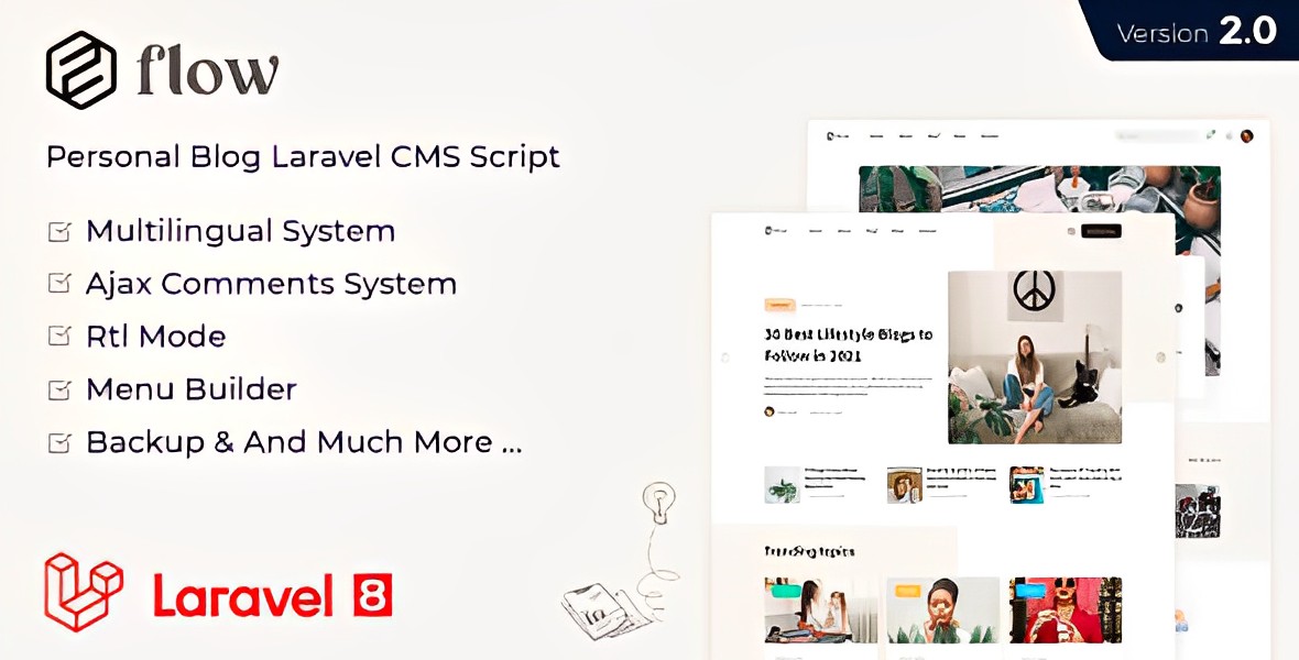 Flow - Laravel Personal Multilingual Blog Script PHP – Bliter GPL