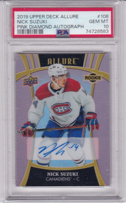 2019 20 Upper Deck Allure Pimk Diamond Autograph 108 Nick Suzuki PSA10 ...