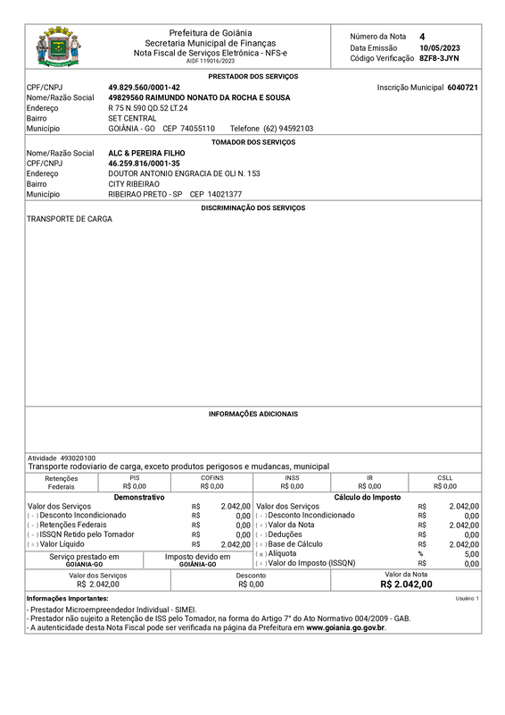 Prefeitura de Goiânia Nota Fiscal de Serviços ( NFS e) (3) — Postimages