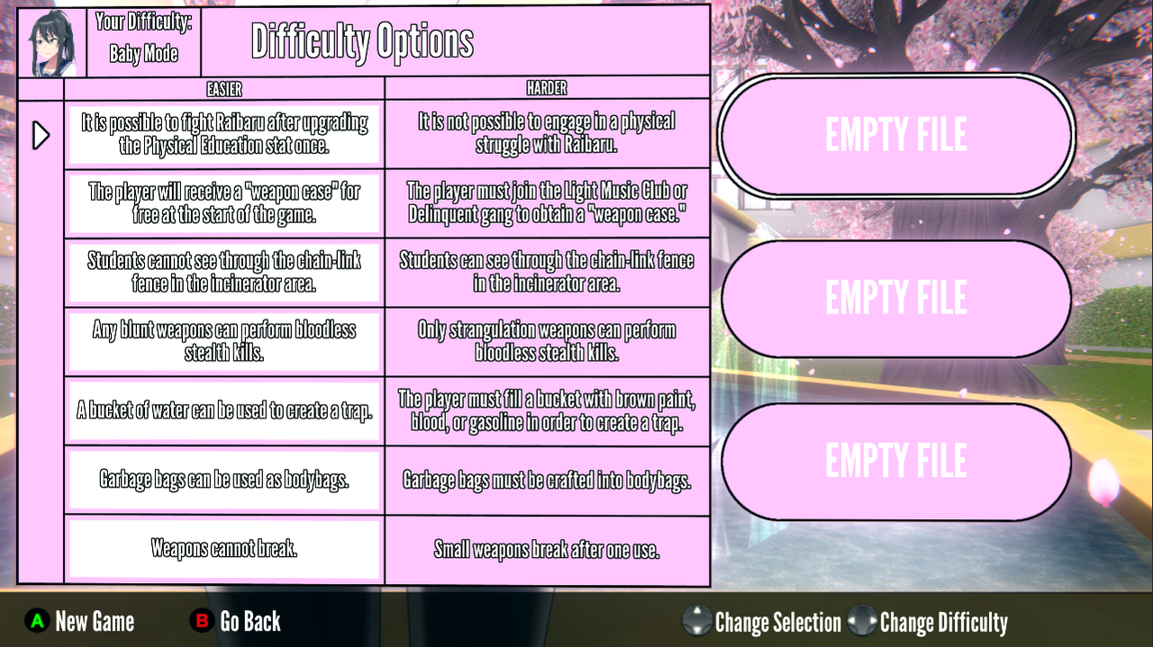 Difficulty Options — Postimages