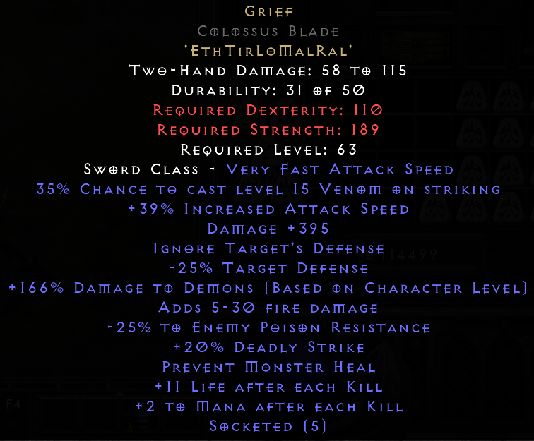 Grief Colossus Blade 39/395/-25 - Topic - d2jsp