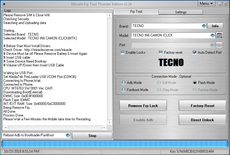 Tecno IN6 FRP Lock Remove Done In One Click By Miracle Thunder FRP Tool ... Tecno IN6 FRP Lock Remove Done In One Click By Miracle Thunder FRP Tool ...