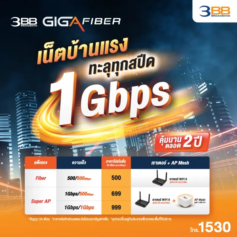 ติดเน็ต 3BB ติดตั้งเน็ตบ้านความเร็วสูง โปรโมชั่นล่าสุด 2025