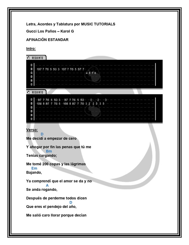 Gucci Los Paños Karol G Letra y Acordes by MUSICTUTORIALS page 0001 ...