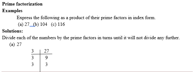 JSS2 First Term Mathematics Junior Secondary School → Prime factors ...