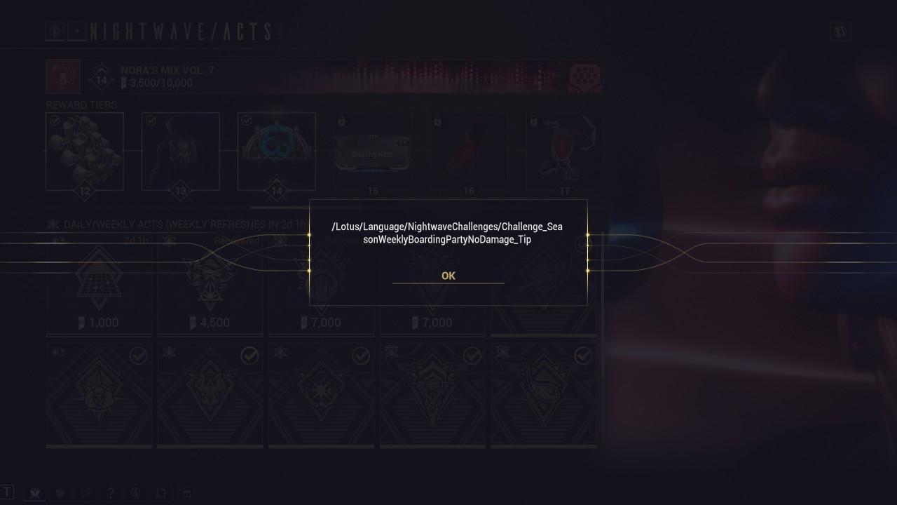 Nightwave Flawless tooltip missing - Mission Specific - Warframe Forums
