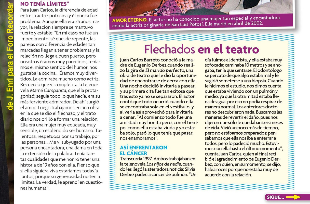 Juan Carlos Barreto: “Mis mejores años fueron con Silvia Derbez ...