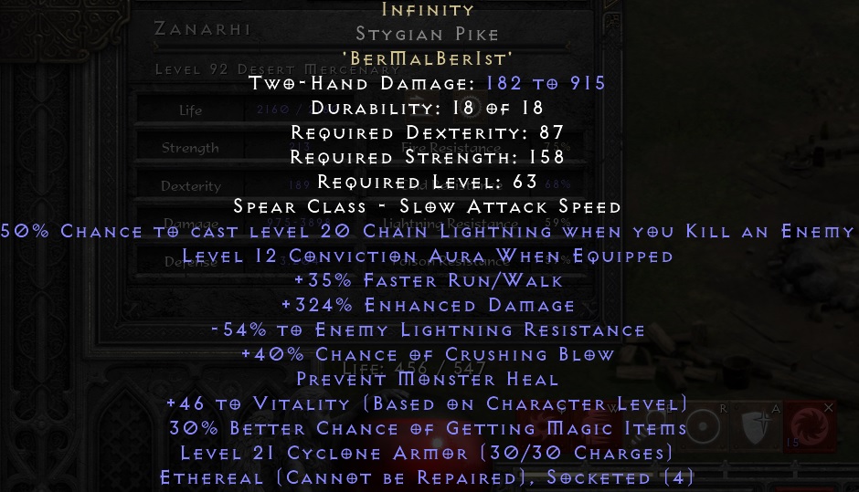 Almost Perfect(324ed) Infy In Eth Stygian Pike - Topic - d2jsp