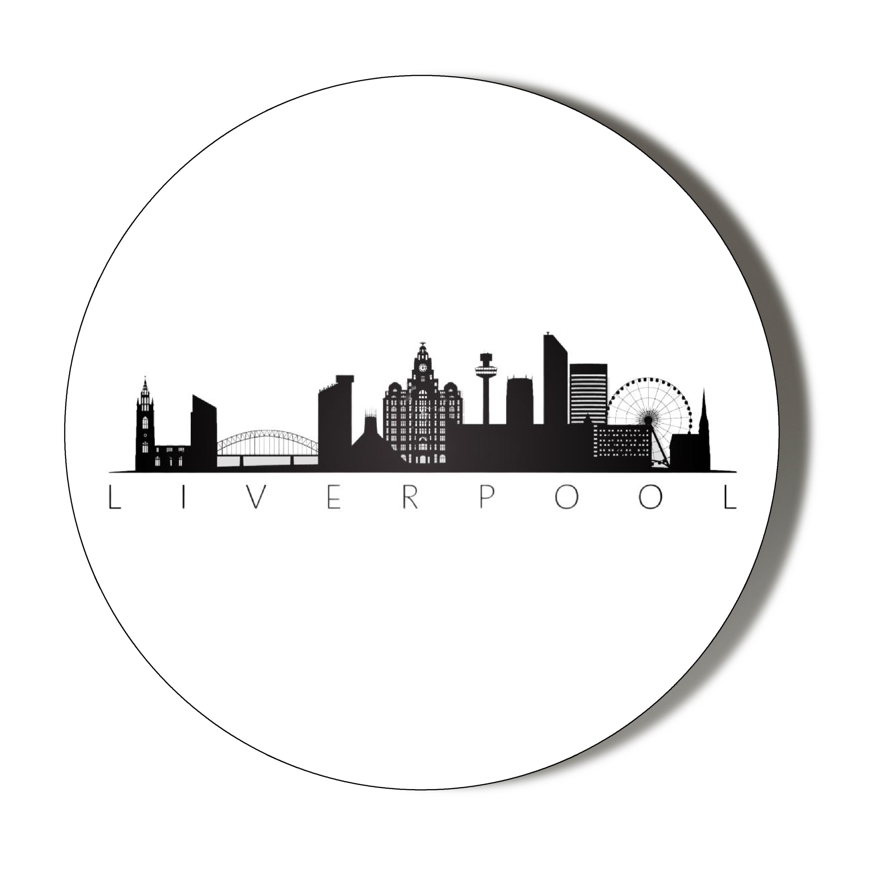 LIVERPOOL SKYLINE WHITE BACKGROUND BADGE — Postimages