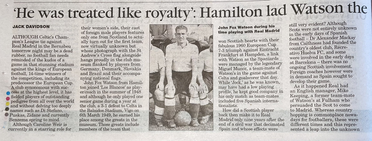 John Fox Watson - the only Scotsman to play for Real Madrid ...