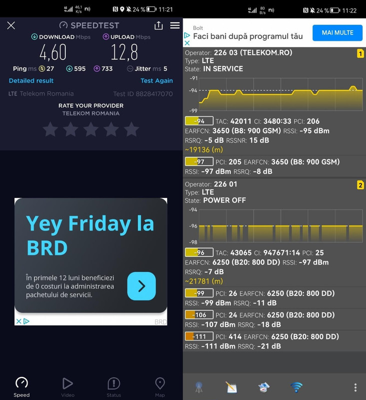 Telekom 4 G B8, Coșești, AG, din nou nu mai e în parametrii, deși rețeaua e goală — Postimages