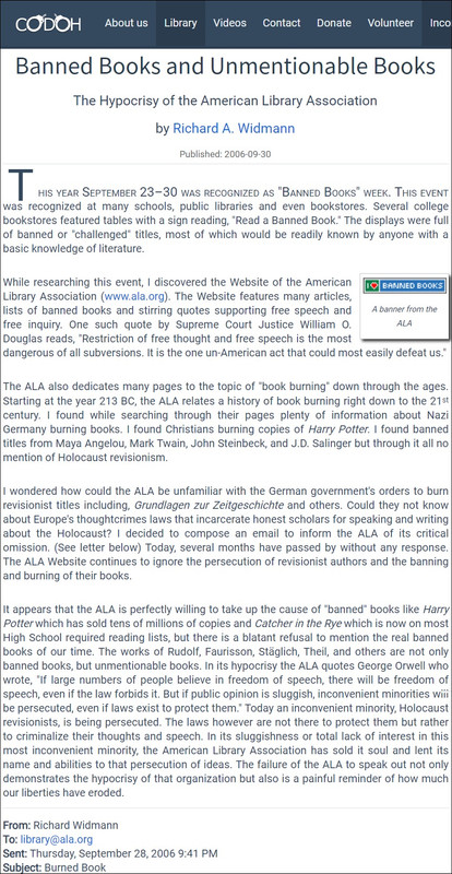 WW2 Banned Books and Unmentionable Books The Hypôcrisy of the American Library Association 200 ...