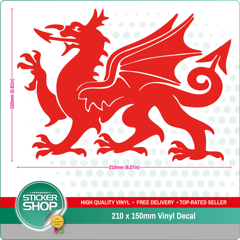 WELSH / WALES DRAGON SELF ADHESIVE STICKER CAR / VAN / LORRY / WALL ...