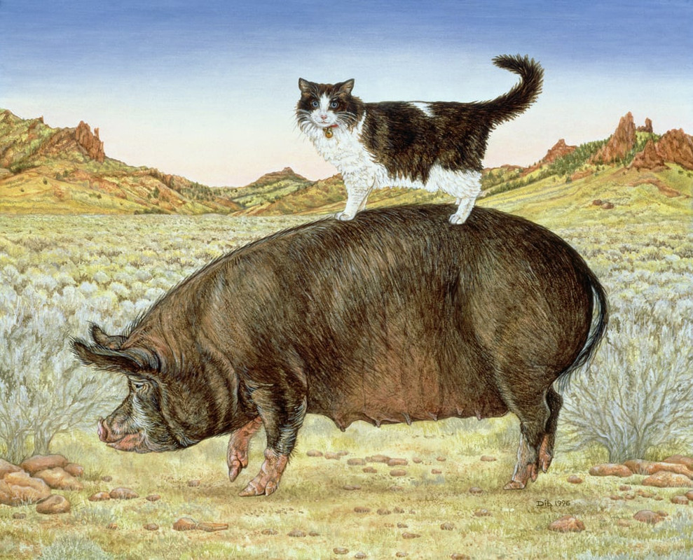 Ditz Ditz Piggyback Riding at Breteche Creek 1995 (acrylic on panel) ( Meister Drucke 560498 ...