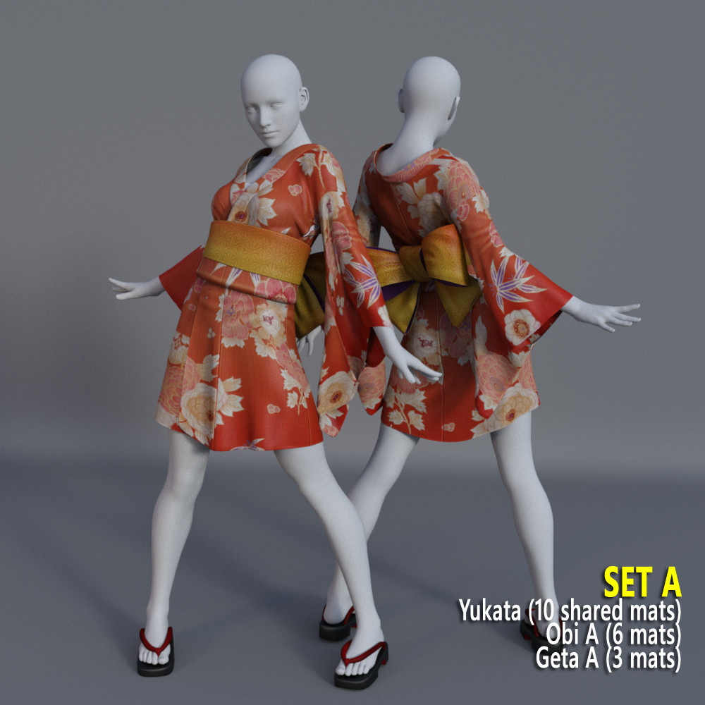 DForce Yukata Set For G8F - Free Daz 3D Models