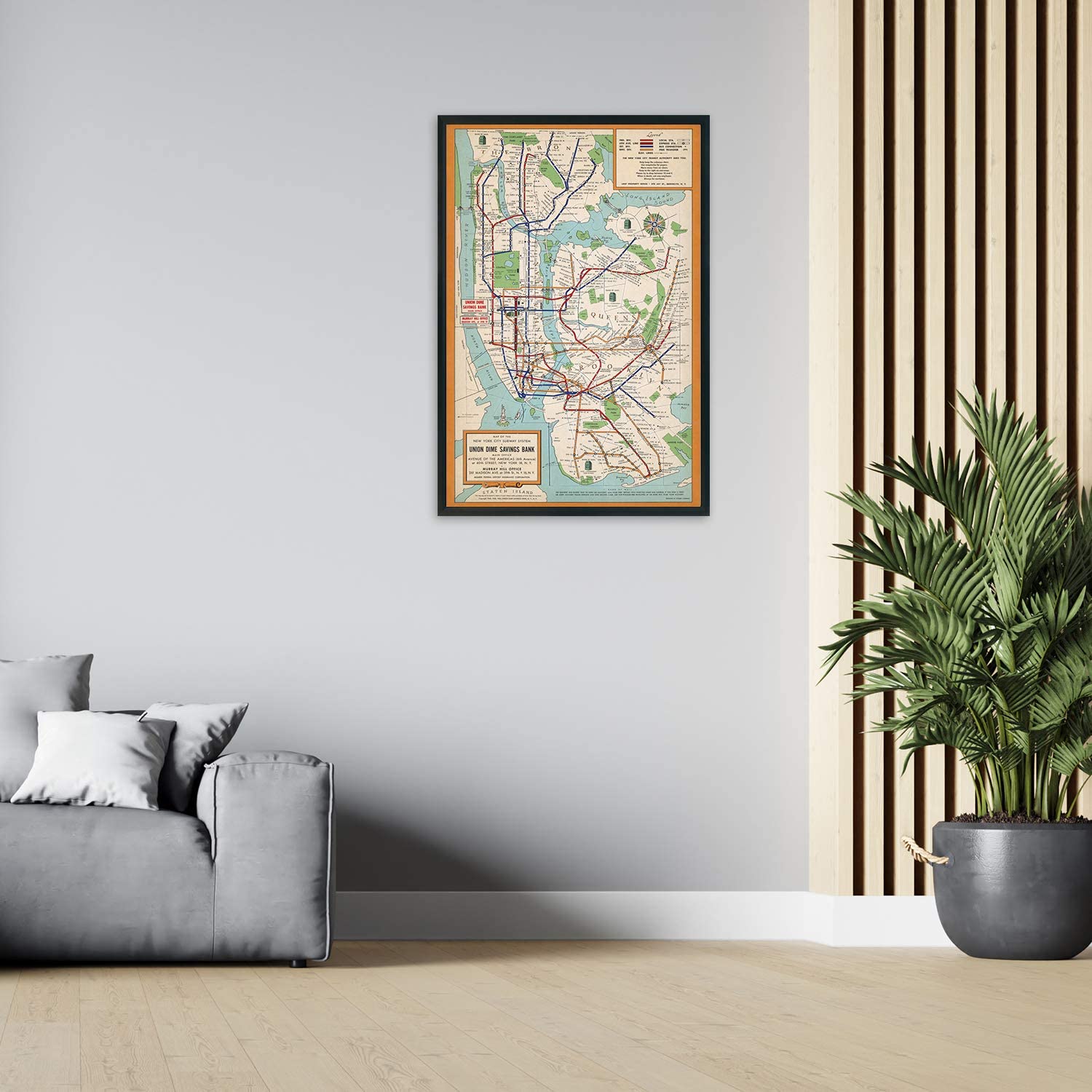 1954 New York City Subway Map Poster - Vintage City of New York Wall ...