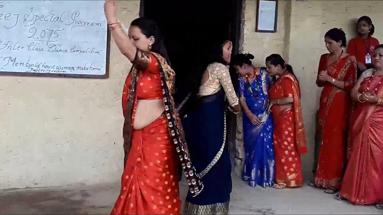NEPALI TEACHER HOT NAVEL SHOW WHILE DANCING IN RED SAREE mkv snapshot ...