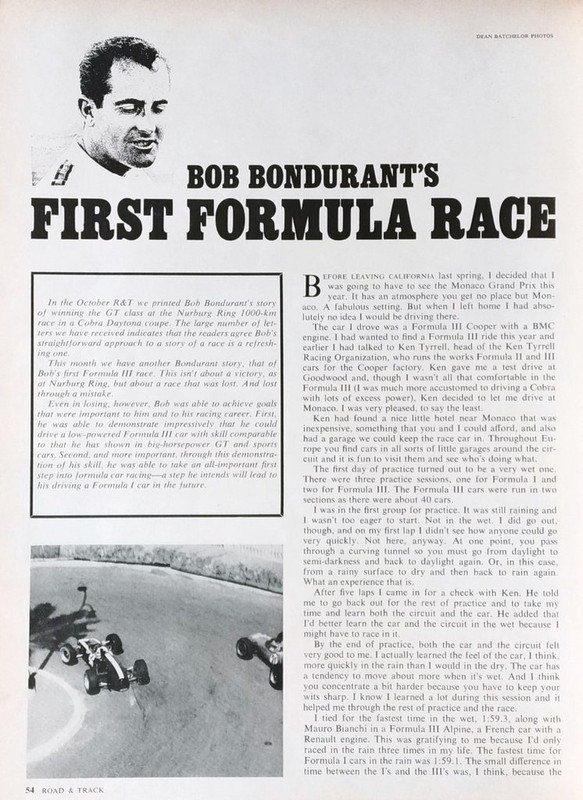 Bob Bondurant - The Nostalgia Forum - The Autosport Forums