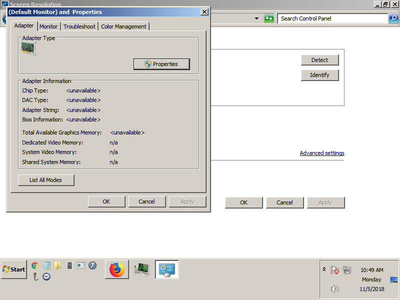 Can't change resolution from 800x600 - Internal Hardware