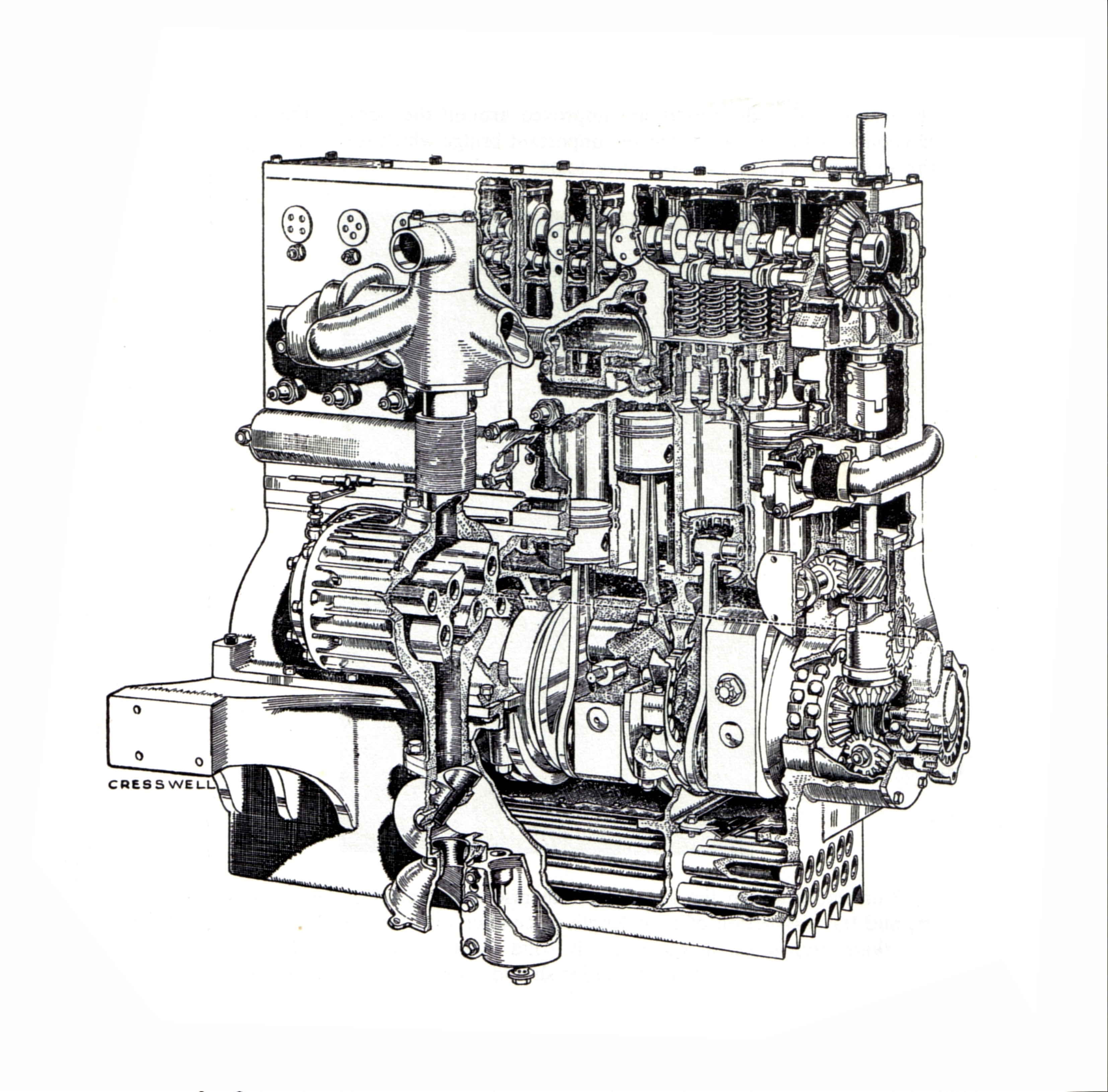Type 35 Bugatti engine Artist, L C Cresswell — Postimages