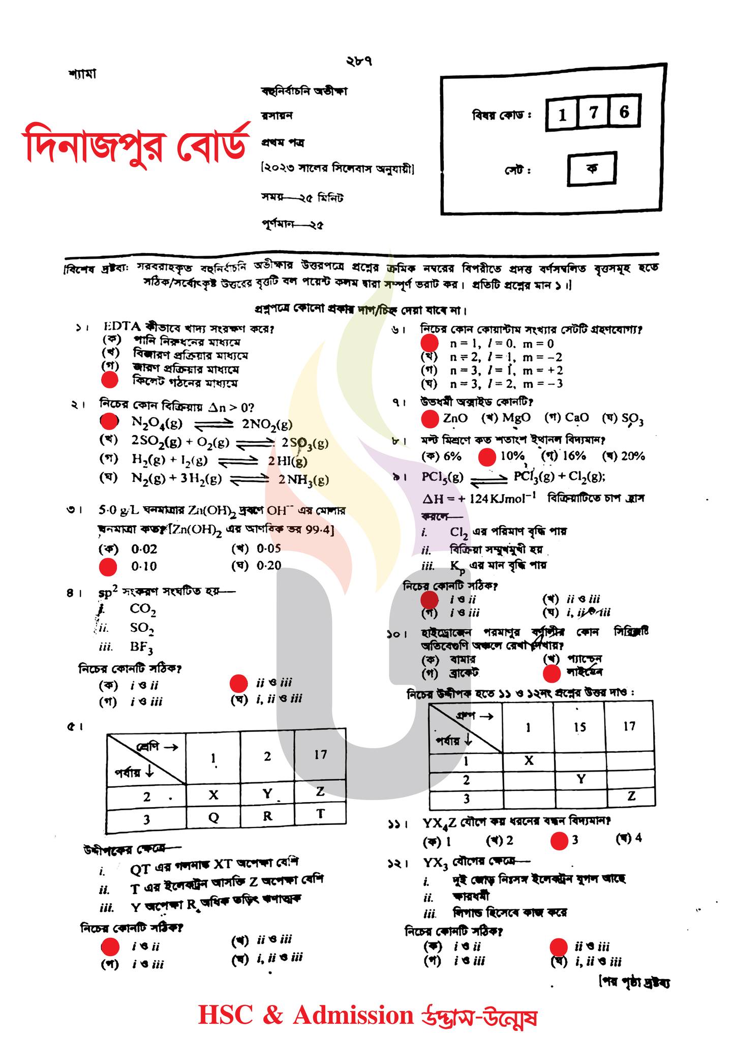 HSC Chemistry 1st Paper MCQ Questions and Answers 2023 PDF Download All ...