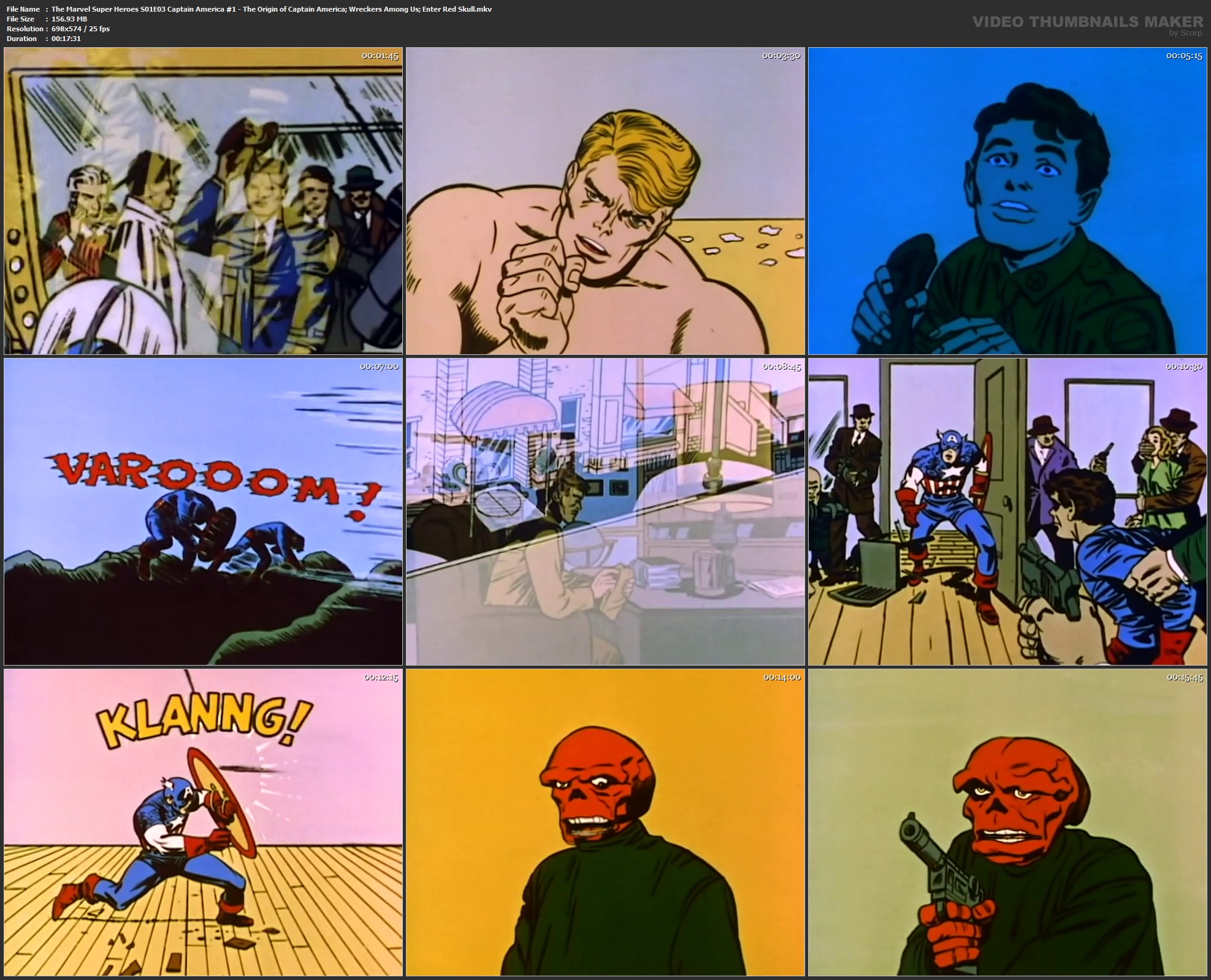 The Marvel Super Heroes S01 E03 Captain America 1 The Origin of Captain America Wreckers Among ...