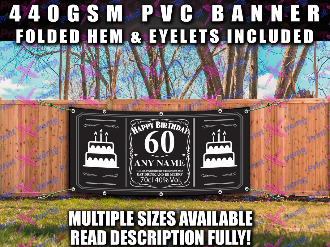 Jack Daniels JD Style BIRTHDAY PVC BANNER SIGN Indoor Outdoor PARTY ...