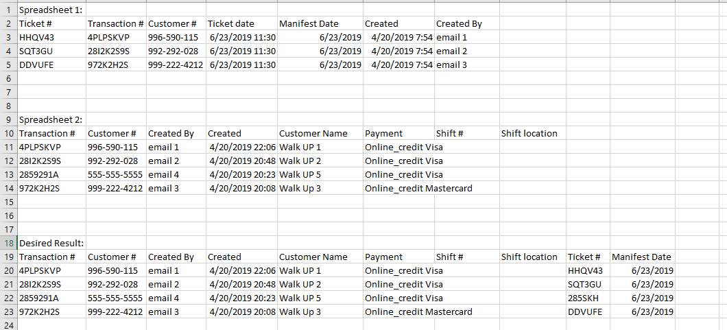 Merging Two Spreadsheets Together With Inconsistent Data Rexcel 3883