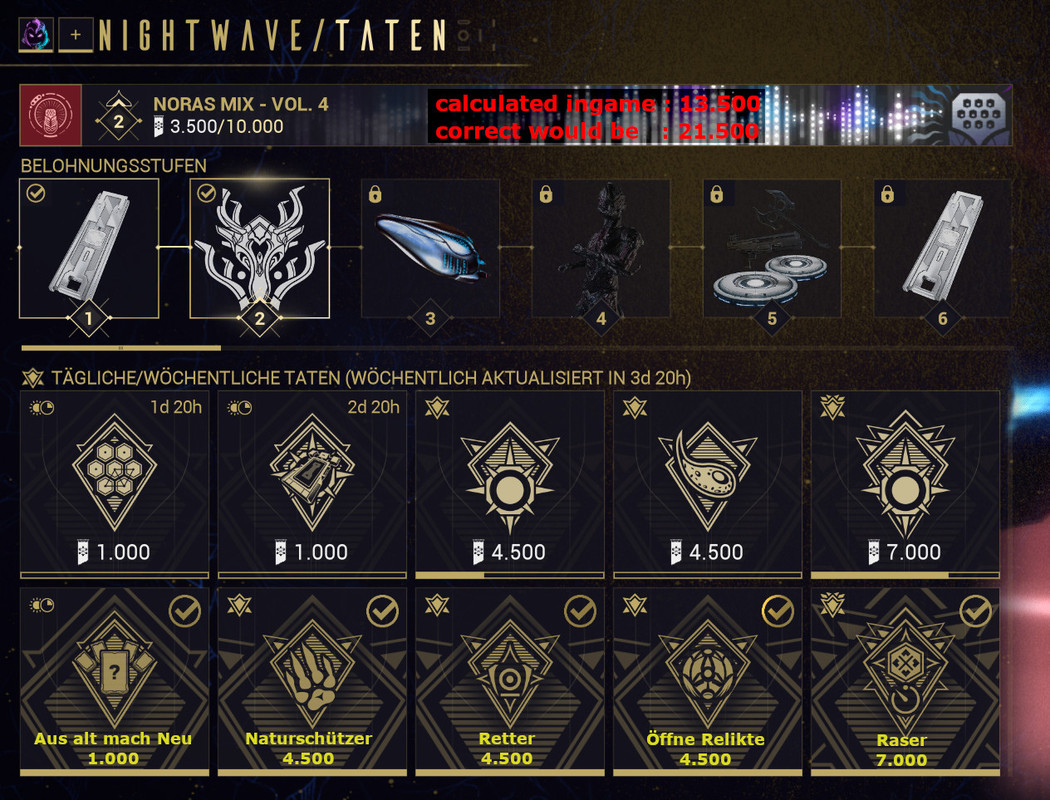 Nightwave calculation of standing is wrong ... - General - Warframe Forums