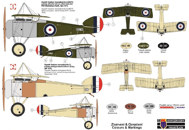 1/72 - Sopwith Swallow & Scooter by Kovozávody Prostějov (KP ...