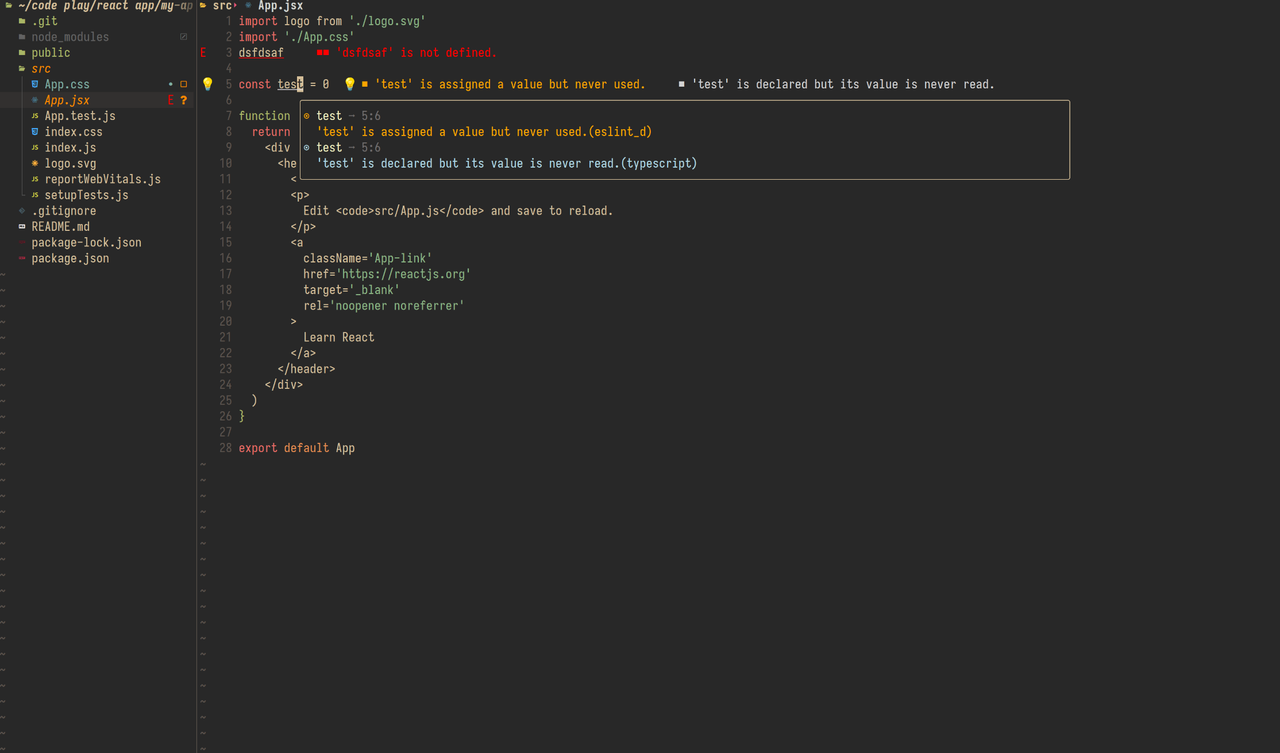 javascript diagnostics - use eslint, tsserver, something else? : r/neovim
