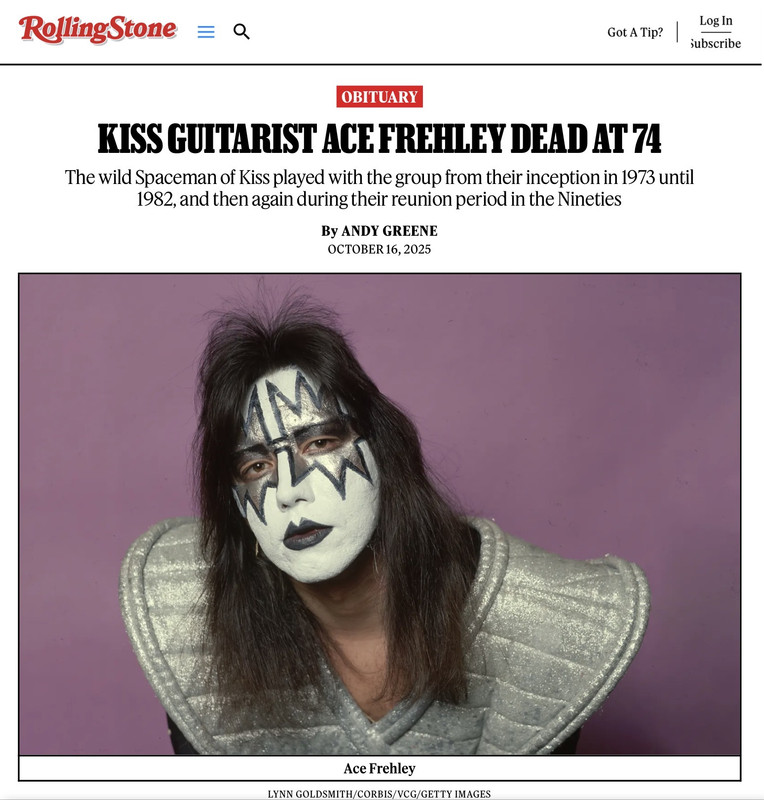 RIP Ace Frehley (1951 - 2025) - Rock y Metal - HiFi Chile