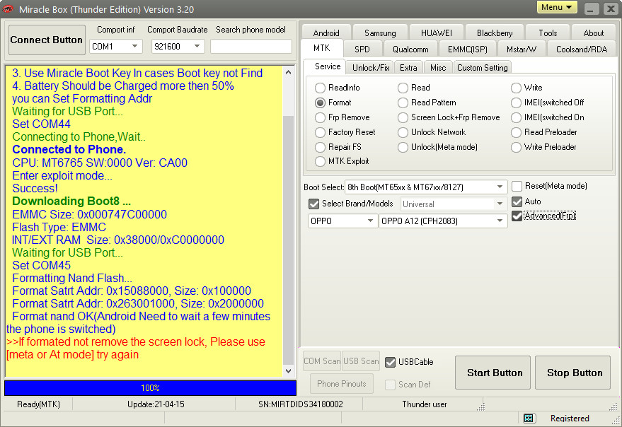 Oppo A15 Lock & Frp Reset Success In Boot Mode By Miracle Digital Login ...