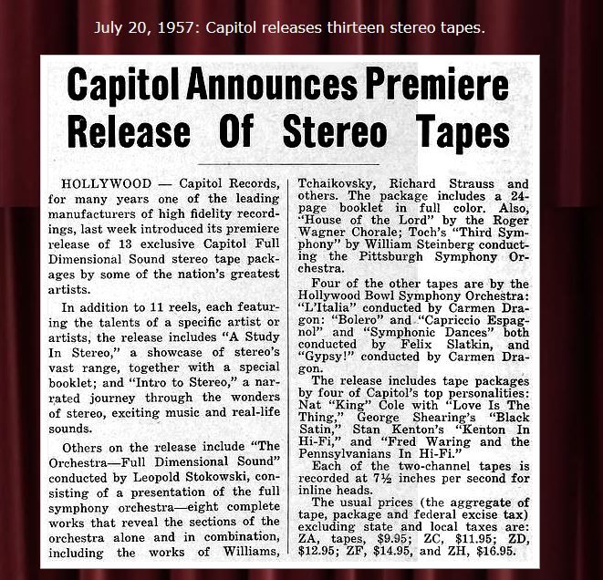 Capitol Records 2-track Reel-to-Reel Tapes, 1957-1958 | Page 17 | Steve ...