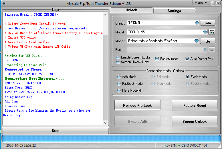 Tecno IN5 FRP Lock Remove Done By Miracle Thunder FRP Tool (Success ... Tecno IN5 FRP Lock Remove Done By Miracle Thunder FRP Tool (Success ...