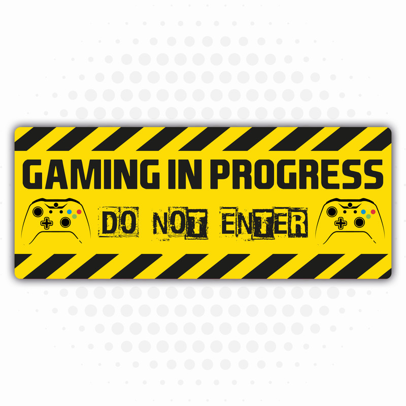 Gaming in Progress Do Not Enter Kids Bedroom Door Vinyl Gloss Sticker ...
