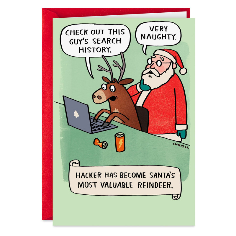 Reindeer Santa and Computer Funny Christmas Card 349 ZX3064 01 — Postimages