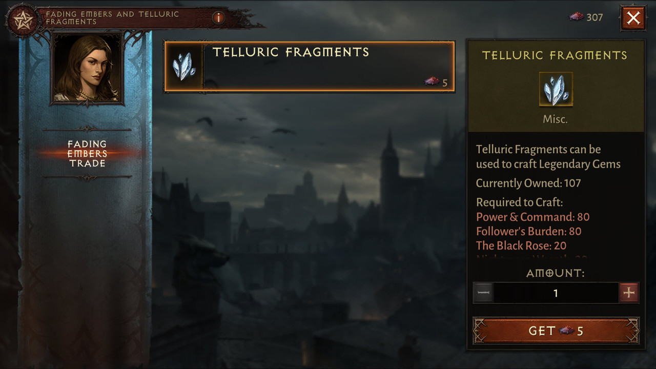 TRADE TELLURIC FRAGMENTS *Says you receive Fading Embers for TELLURIC ...