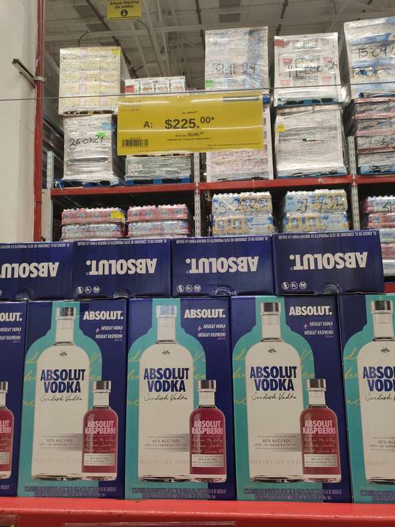 Sam's club toreo Absolut Vodka 1L con extra