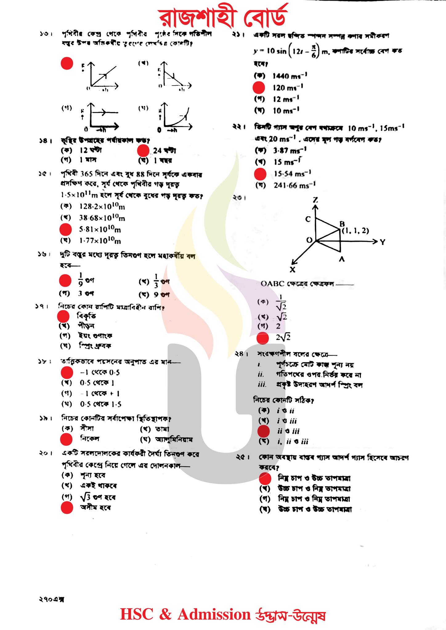 HSC Physics 1st Paper MCQ Questions and Answers 2023 PDF Download All ...
