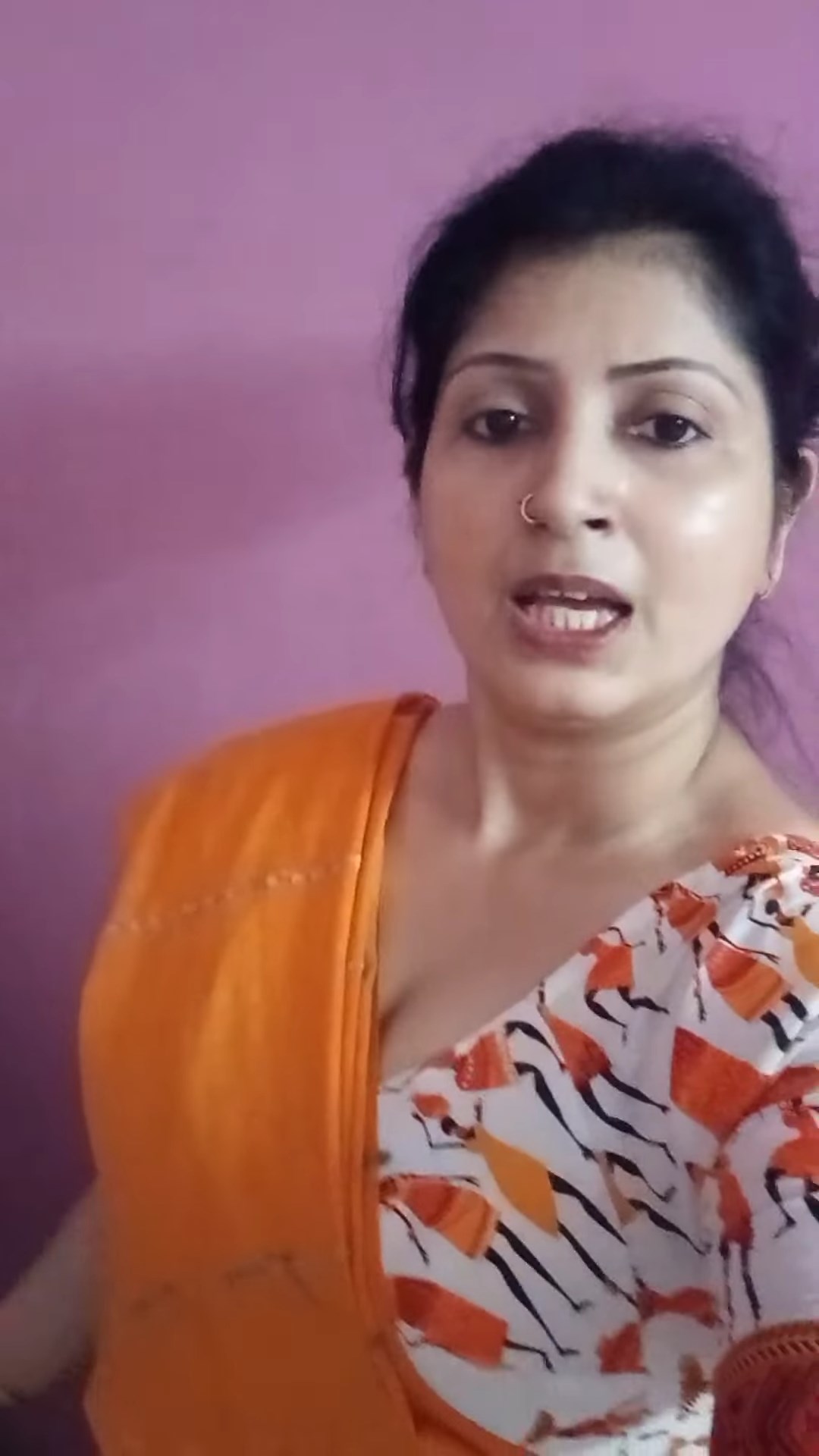 Hot Chubby Homely Bengali Aunty Open Big Navel And Cleavage In Orange Saree Mkv Snapshot 00 42