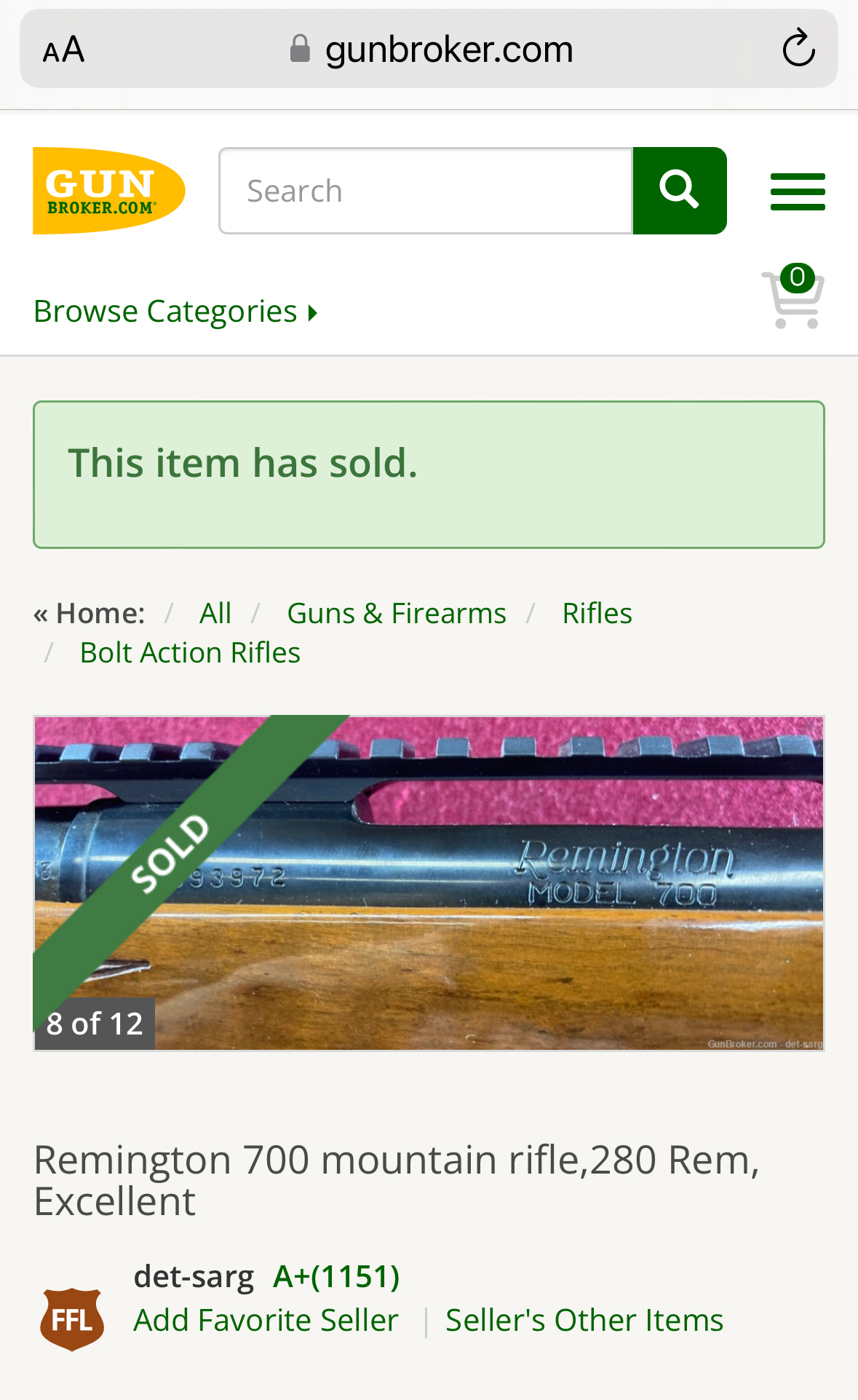 Remington 700 mountain rifle,280 Rem, Excellent Bolt Action Rifles at Gun Broker com 1048584974 ...