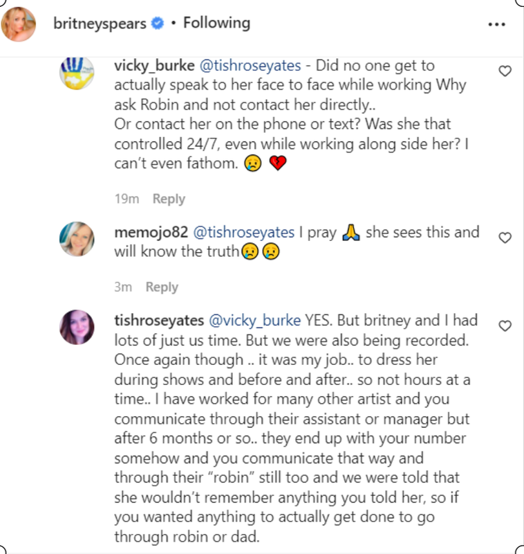 Britney's former head of wardrobe, Tish Yates, responds to Britney ...