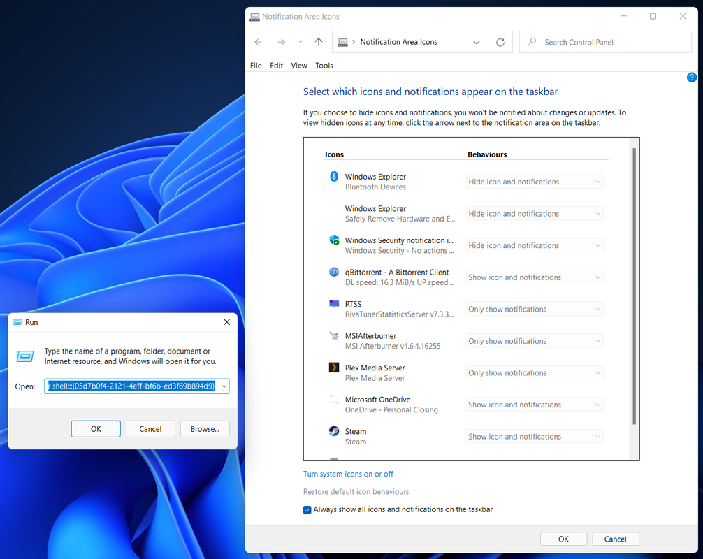 Am I the only one missing "always show all icons in the notification ...