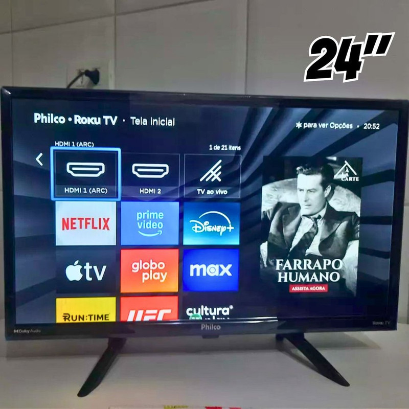 Smart TV 24” Philco PTV24G5YR2CP Roku TV Dolby Audio - Aqui Tem Pechincha