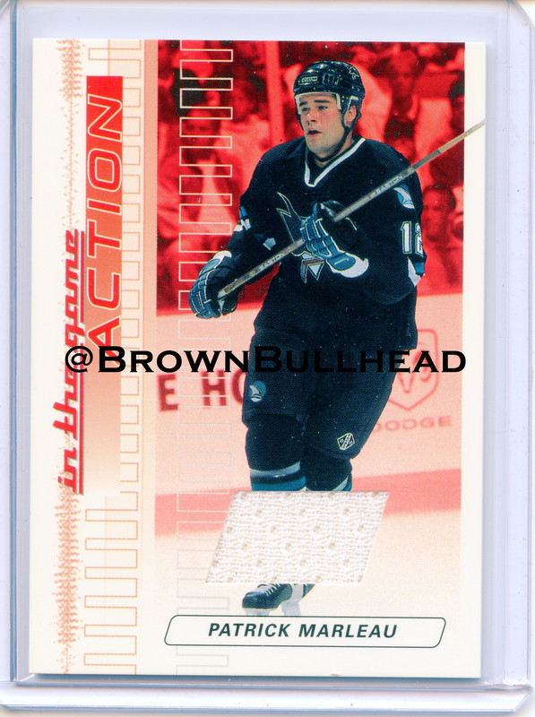 2003 04 ITG Action Jerseys M 051 [ Patrick Marleau] [ San Jose Sharks] [ Ruby] [ 500] [swatch ...