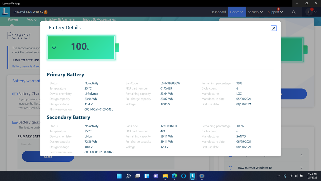 Vantage Battery Health Screenshot — Postimages